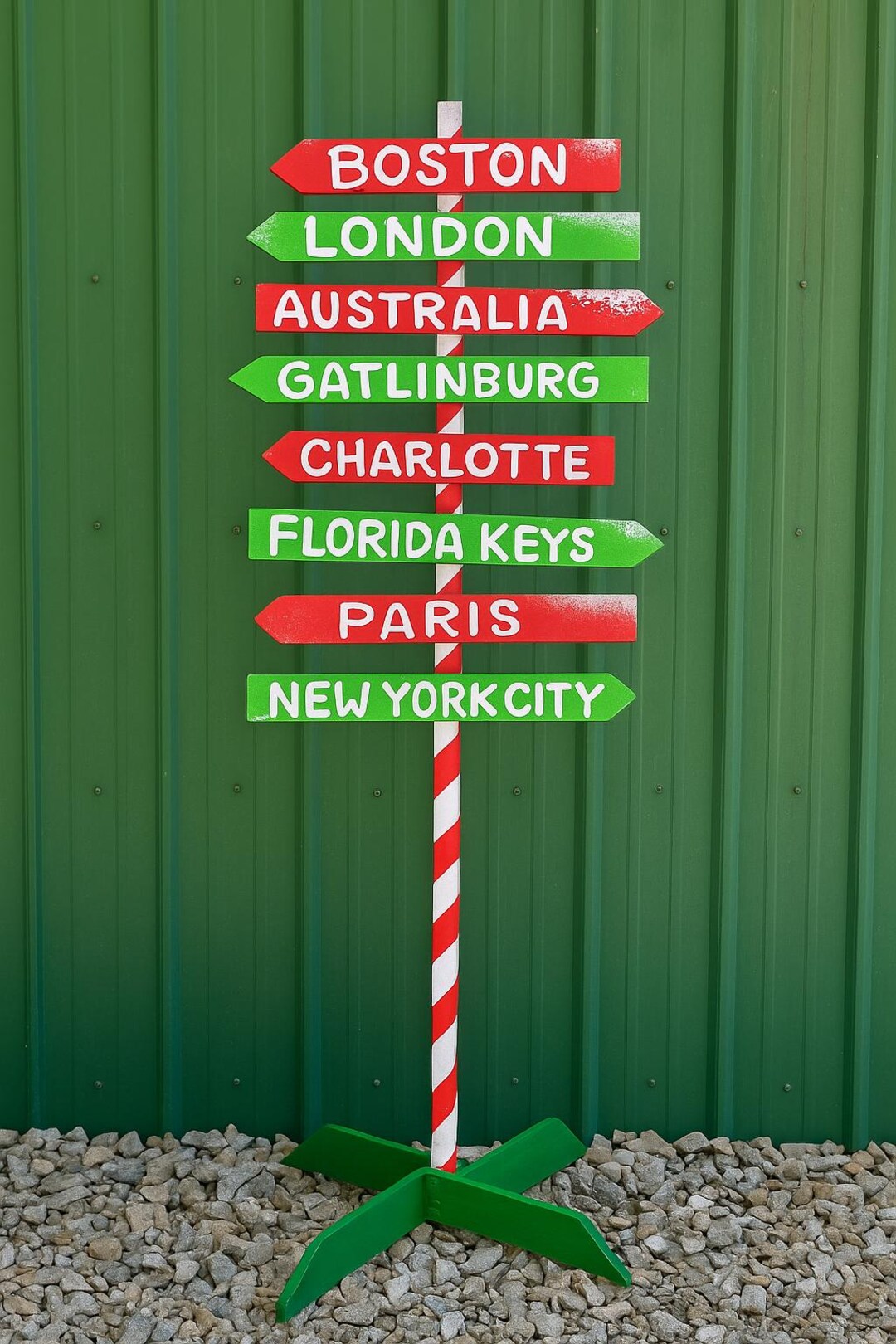 Rustic Christmas Directional Signpost | Hand-painted Wooden Holiday ...