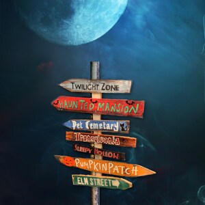 Spooky Halloween Signs! Set of 7+2 FREE Directional Tiki Signs . Custom ...