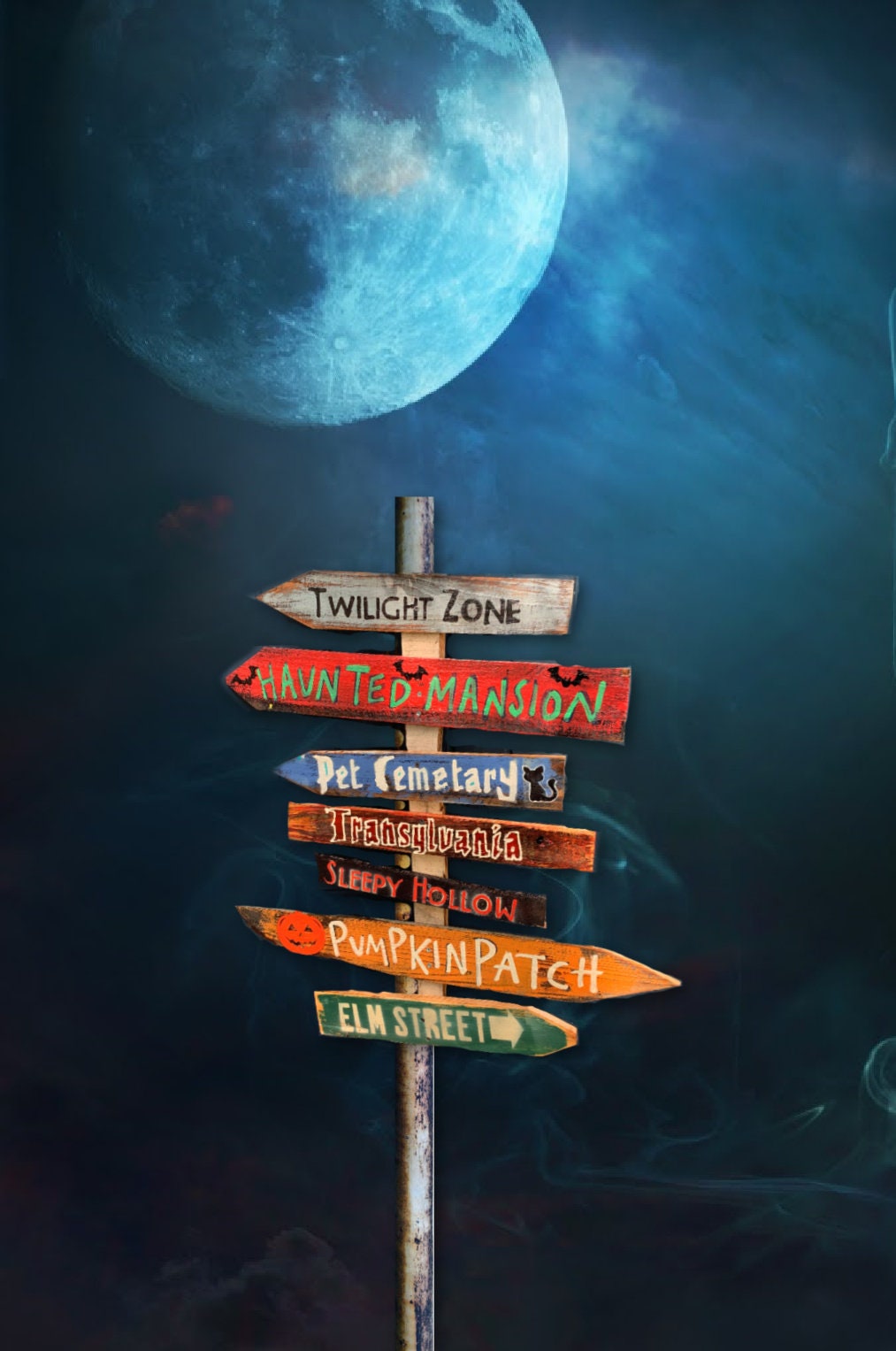 Spooky Halloween Signs! Set of 5+1 FREE Directional Tiki Signs . Custom ...