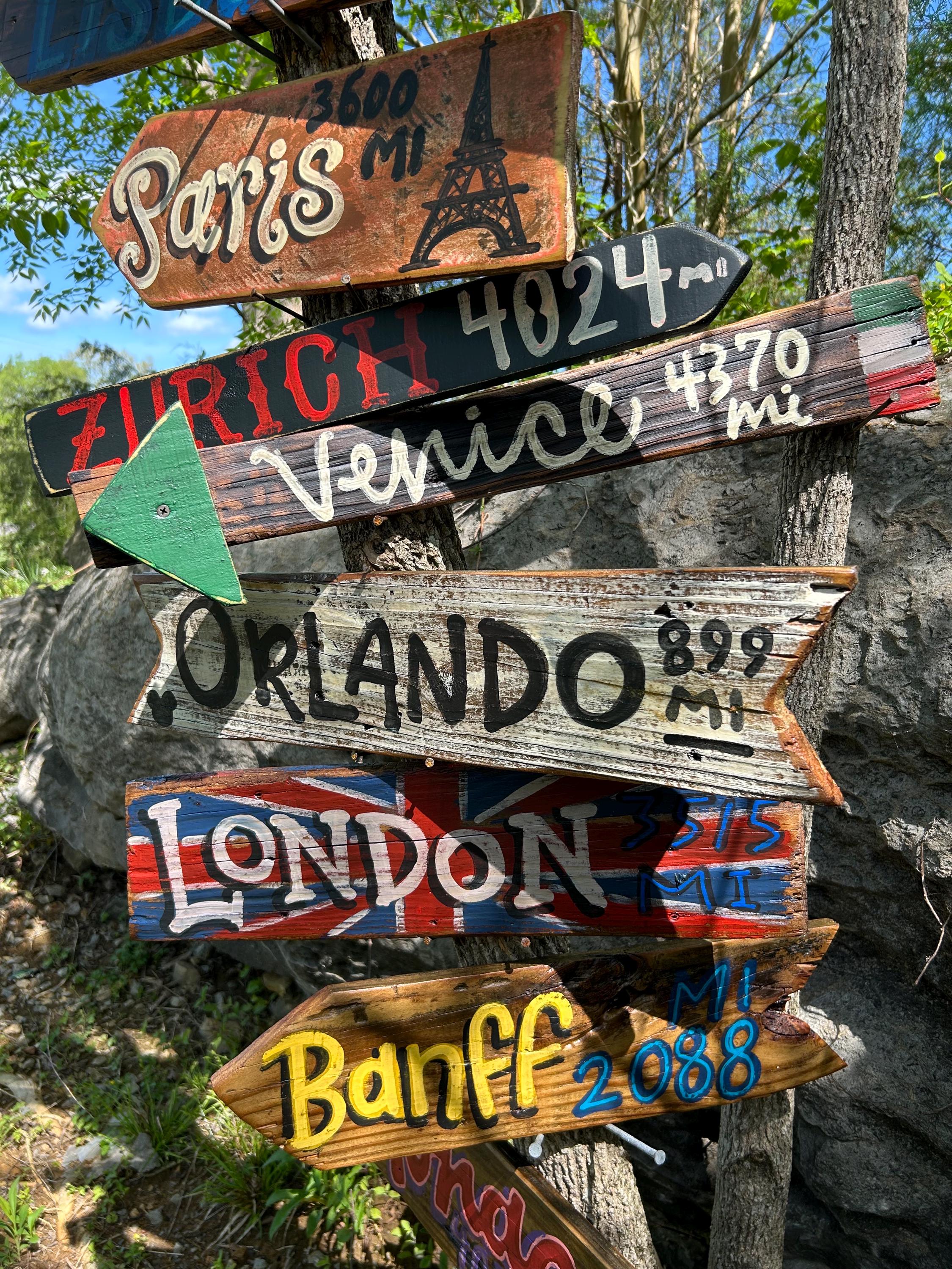 Directional Destination Signs, Wooden Mile Marker Arrow Sign, Tiki ...