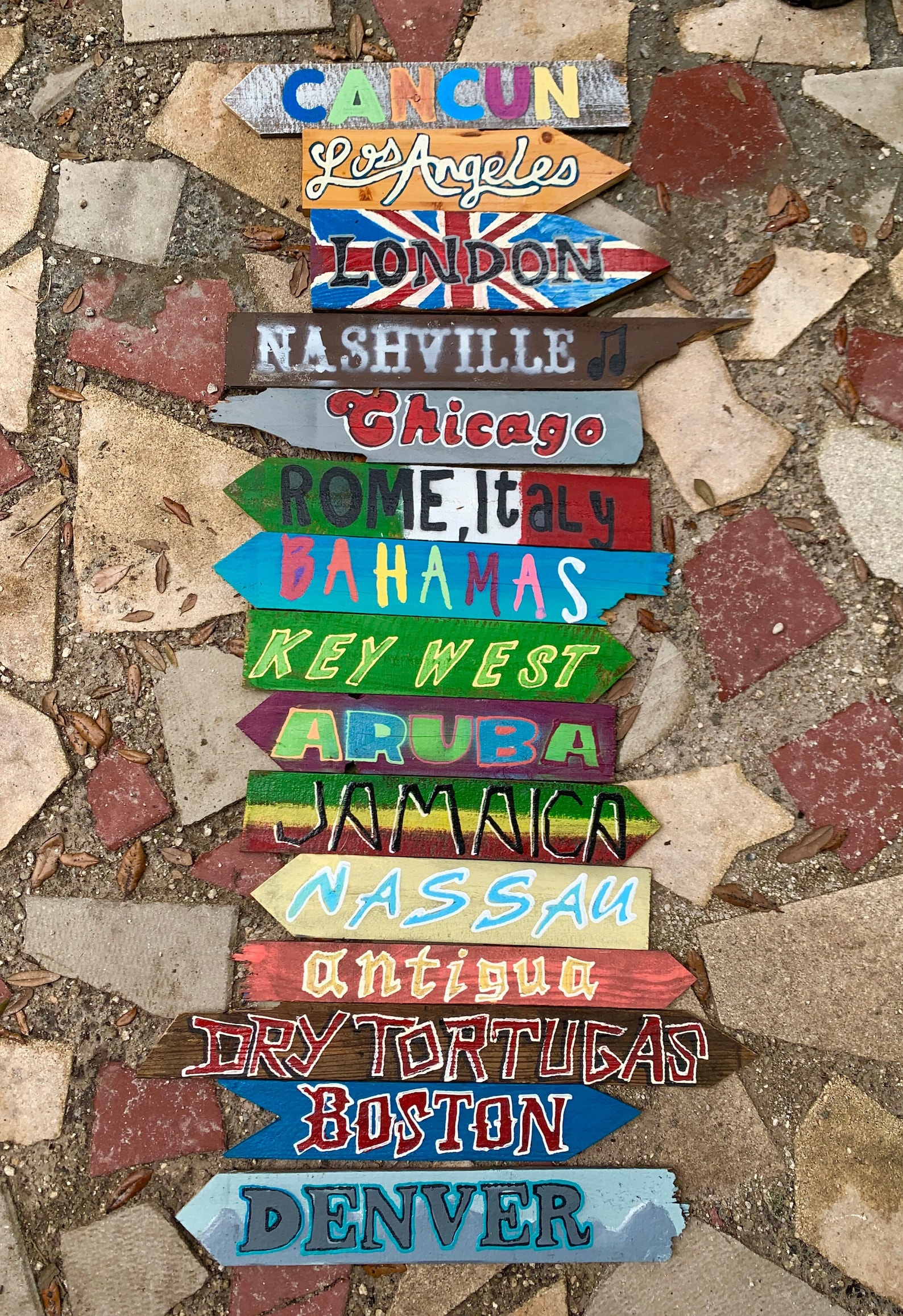 Destination Sign on Post . Set of 5 Directional Signs . Beach Signs ...