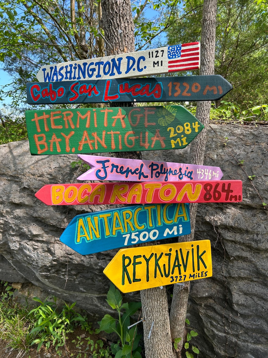 Directional Destination Signs, Wooden Mile Marker Arrow Sign, Tiki ...