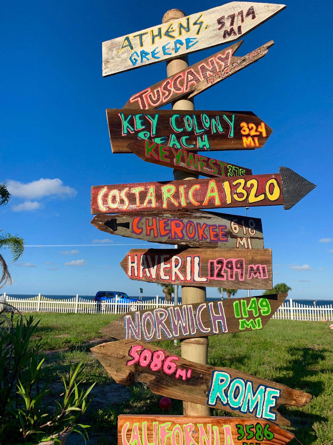 Set of 6 Directional Signs . Beach Signs . Tiki Signs . Custom ...