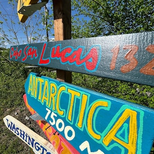 Directional Destination Signs, Wooden Mile Marker Arrow Sign, Tiki ...