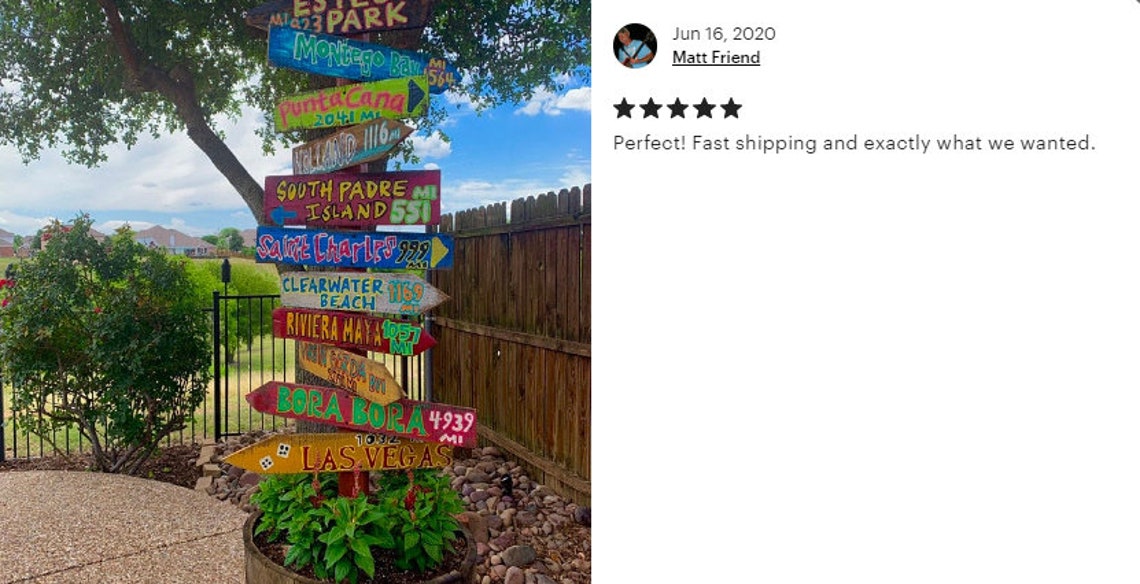 Set of (10) Custom Directional Tiki Sign Decor.goes Great as an Outdoor ...