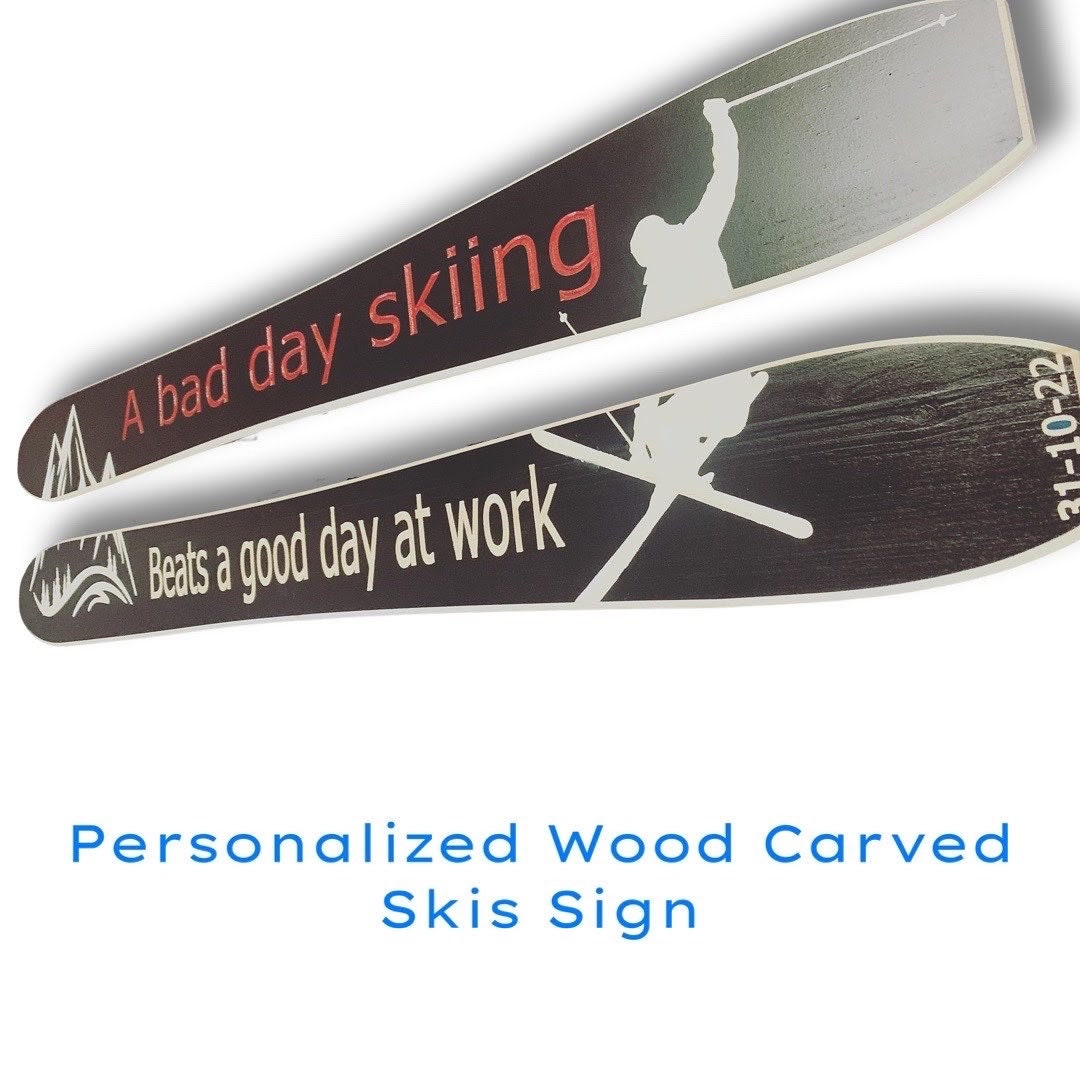 Ski Shaped (pair or Single) Personalised Wood Carved Sign - Etsy