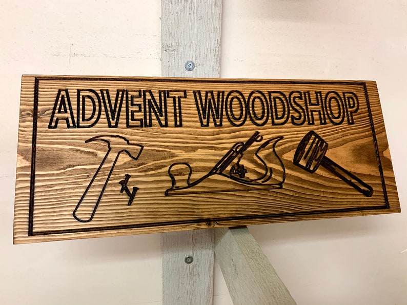 Personalized woodshop / workshop solid fir sign | Etsy