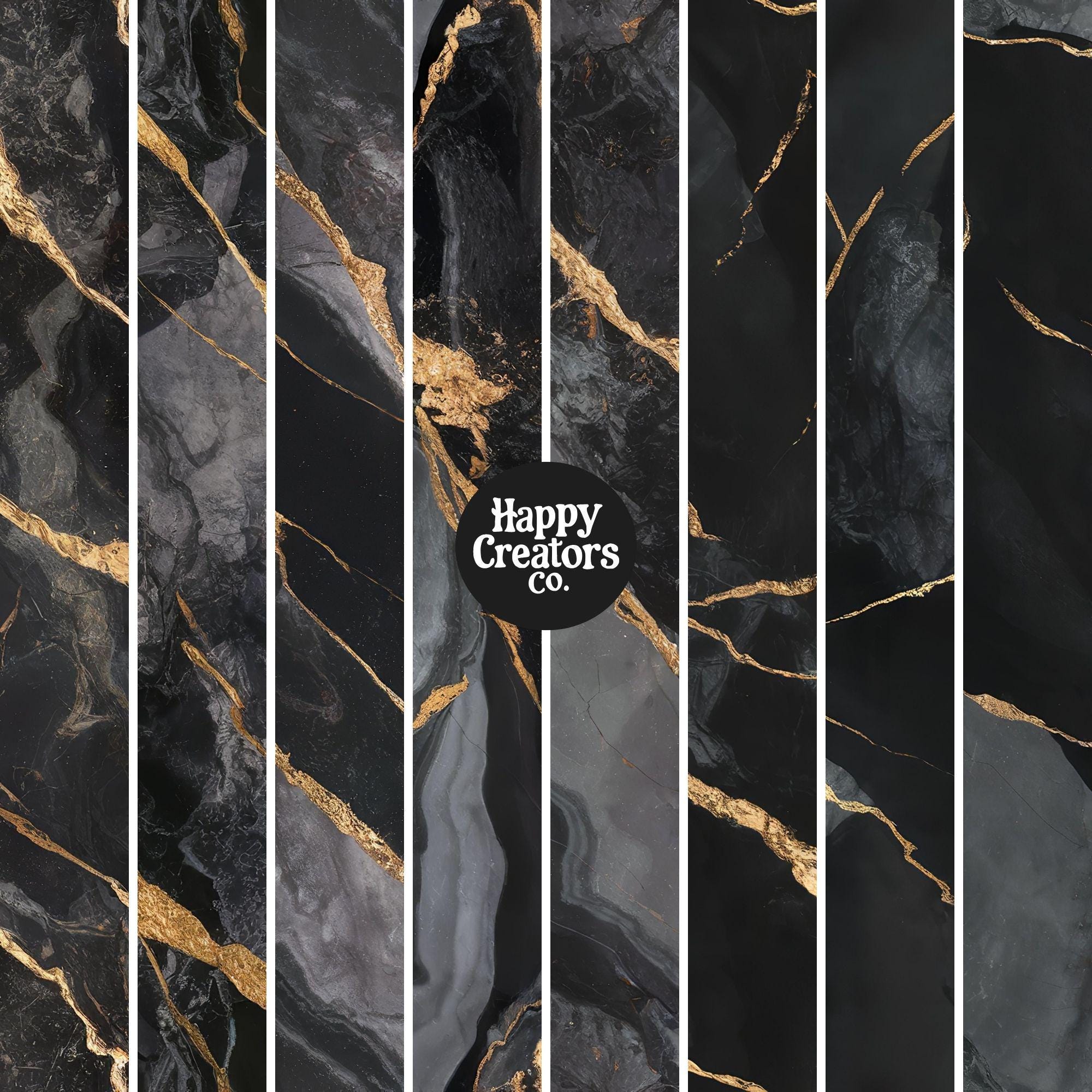 Black Marble Digital Paper Pack - Black + Gold #1, Marble Textures ...