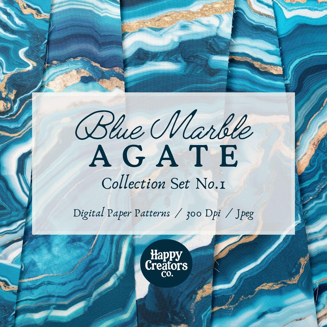 Blue Marble Agate Texture Patterns | Digital Paper Pack| High ...