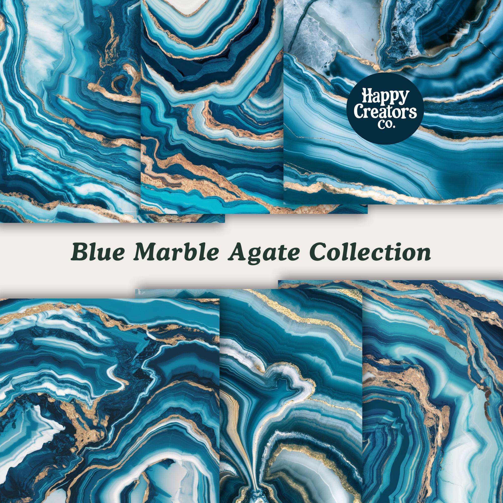 Blue Marble Agate Texture Patterns | Digital Paper Pack| High ...