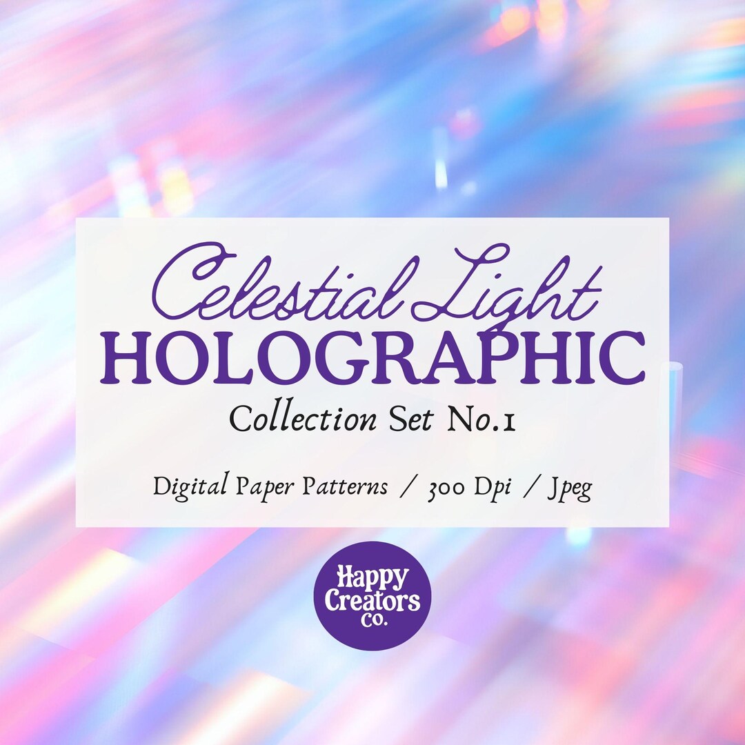 Celestial Light Holographic Digital Paper Pack #1, Holographic Light ...