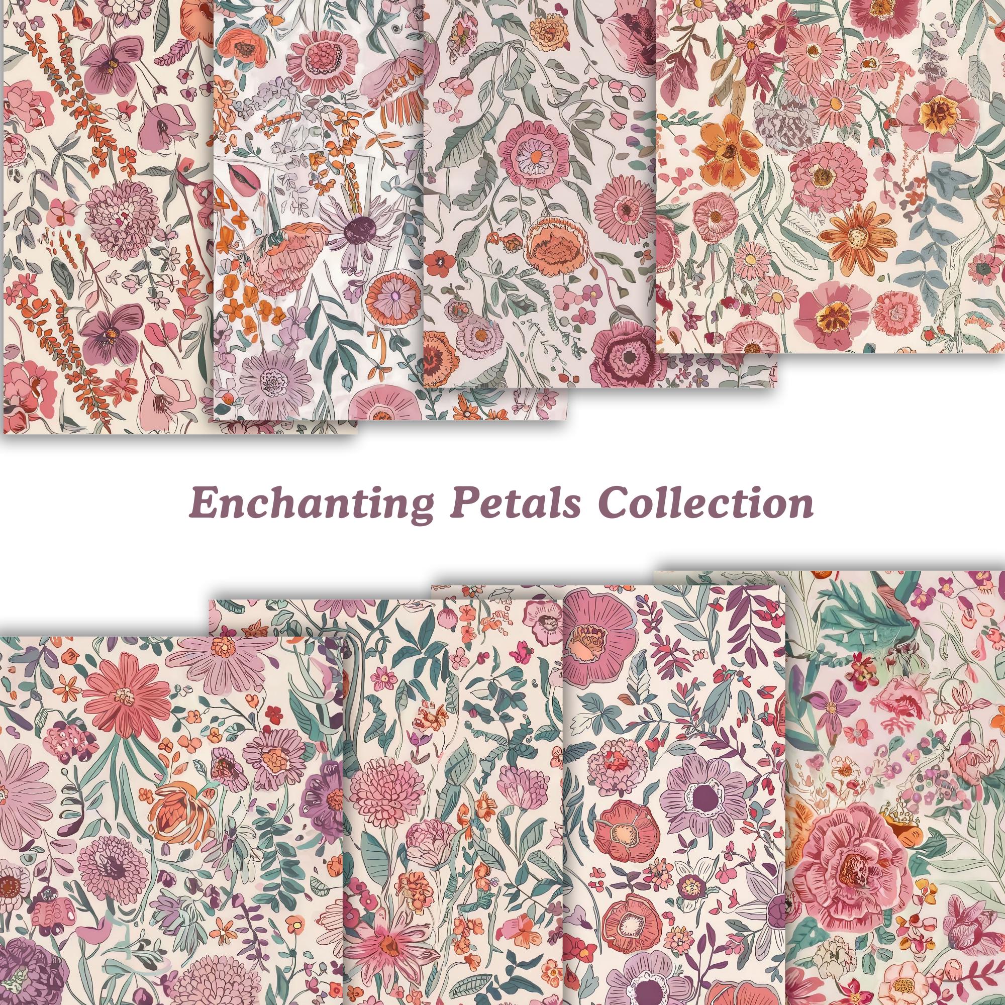 Enchanting Petals Collection | Digital Papers Pack | Seamless Patterns ...