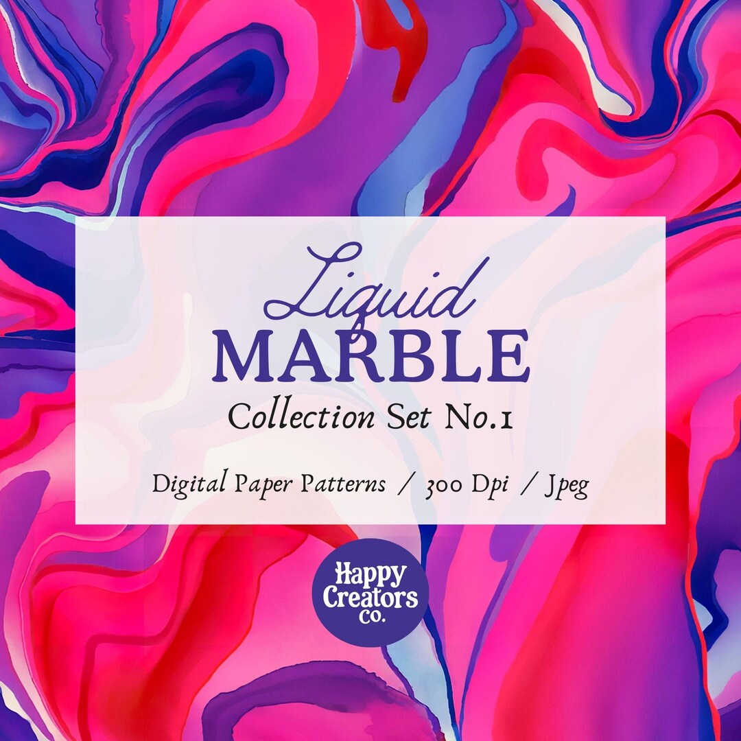 Liquid Marble Digital Paper Pack #1, Abstract, Textures, Ink ...