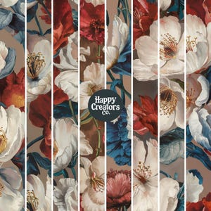 Floral Classics Digital Paper Pack - Set No. 1, Floral Design, High ...