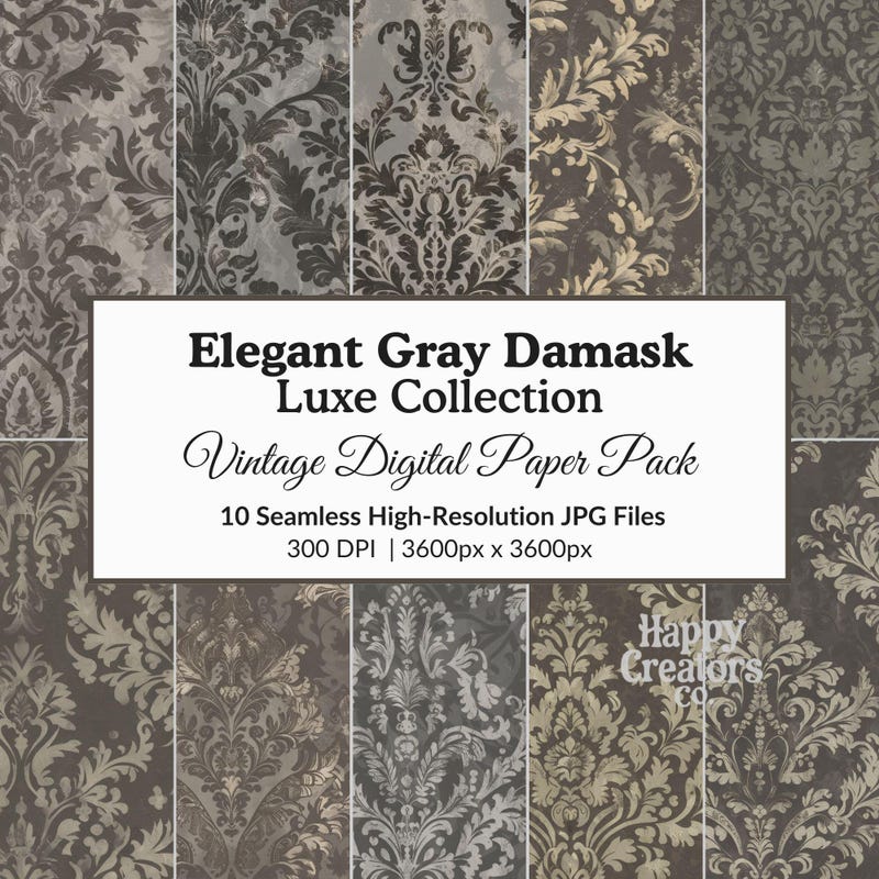 Gray Damask - Etsy