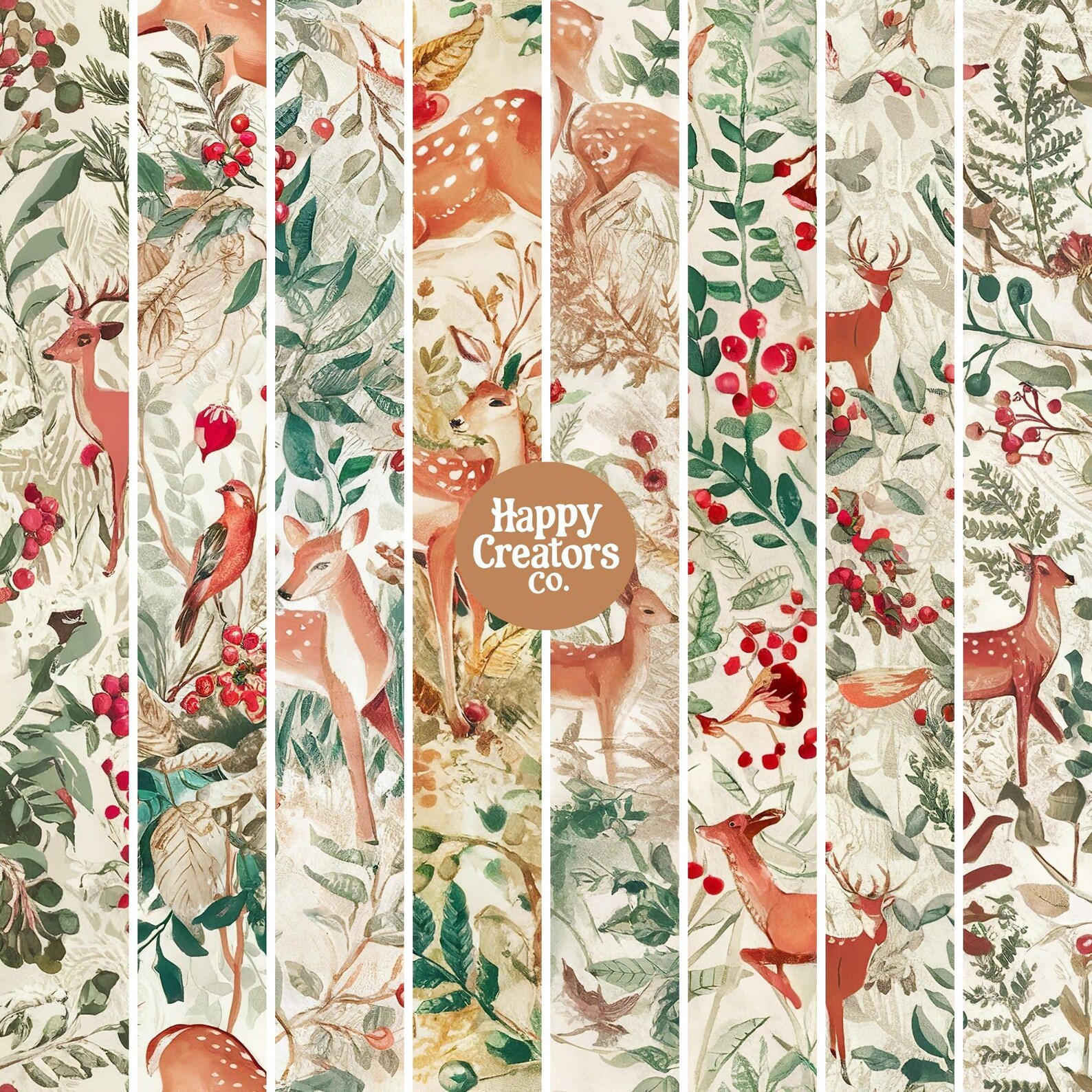 Fauna and Flora Digital Paper Pack - Floral Design, High-resolution ...