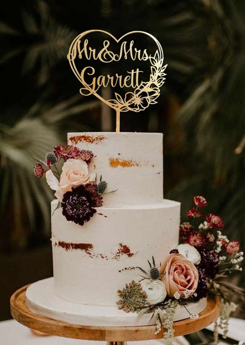 Gold Wedding Cake Topper Wood Wedding Cake Topper Gold | Etsy