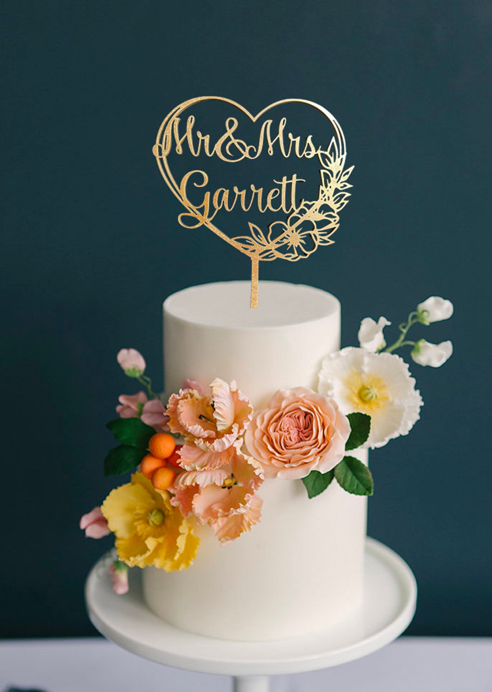 Gold Wedding Cake Topper Wood Wedding Cake Topper Gold | Etsy