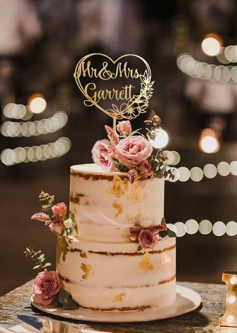 Gold Wedding Cake Topper Wood Wedding Cake Topper Gold | Etsy