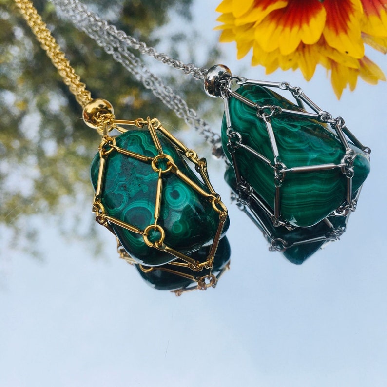 Cage Necklace, Cage Holder Necklace, String Bag for Gemstones, Cage ...