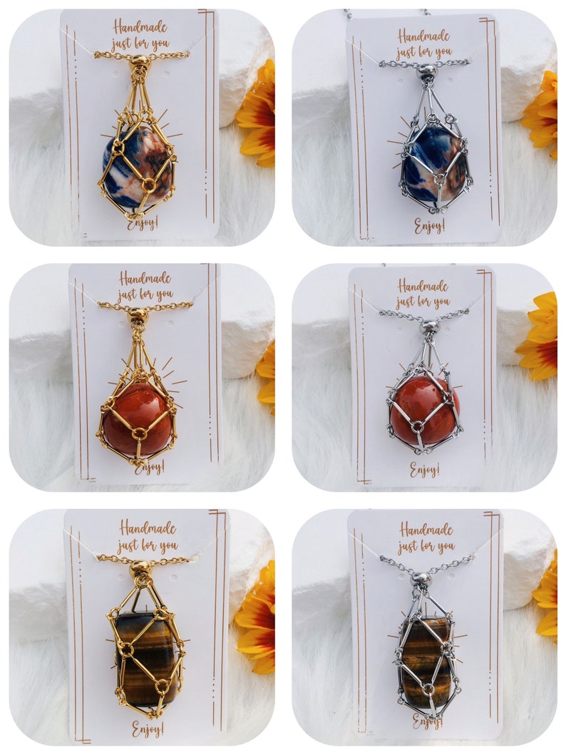 Cage Necklace, Cage Holder Necklace, String Bag for Gemstones, Cage ...