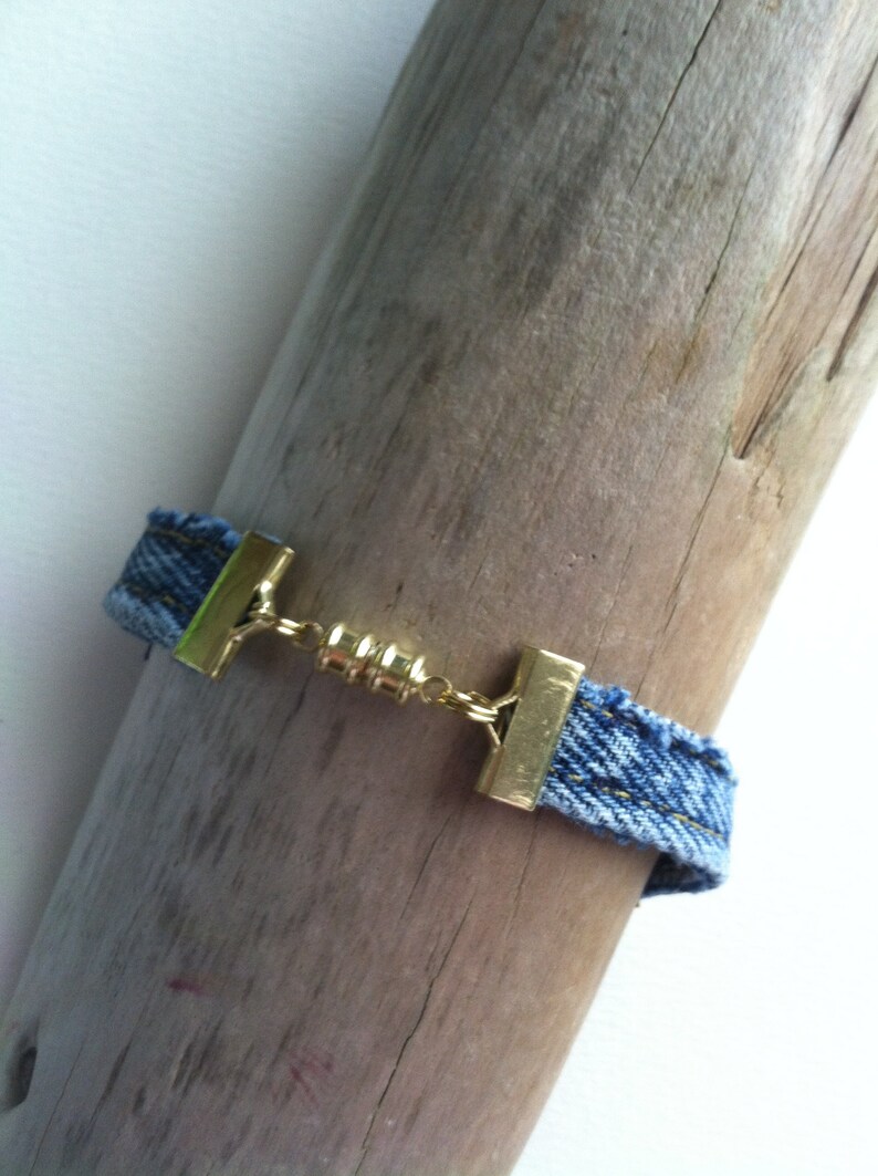 Denim Bracelet, Handmade, Custom Sized, With Recycled Denim and Jewelry ...