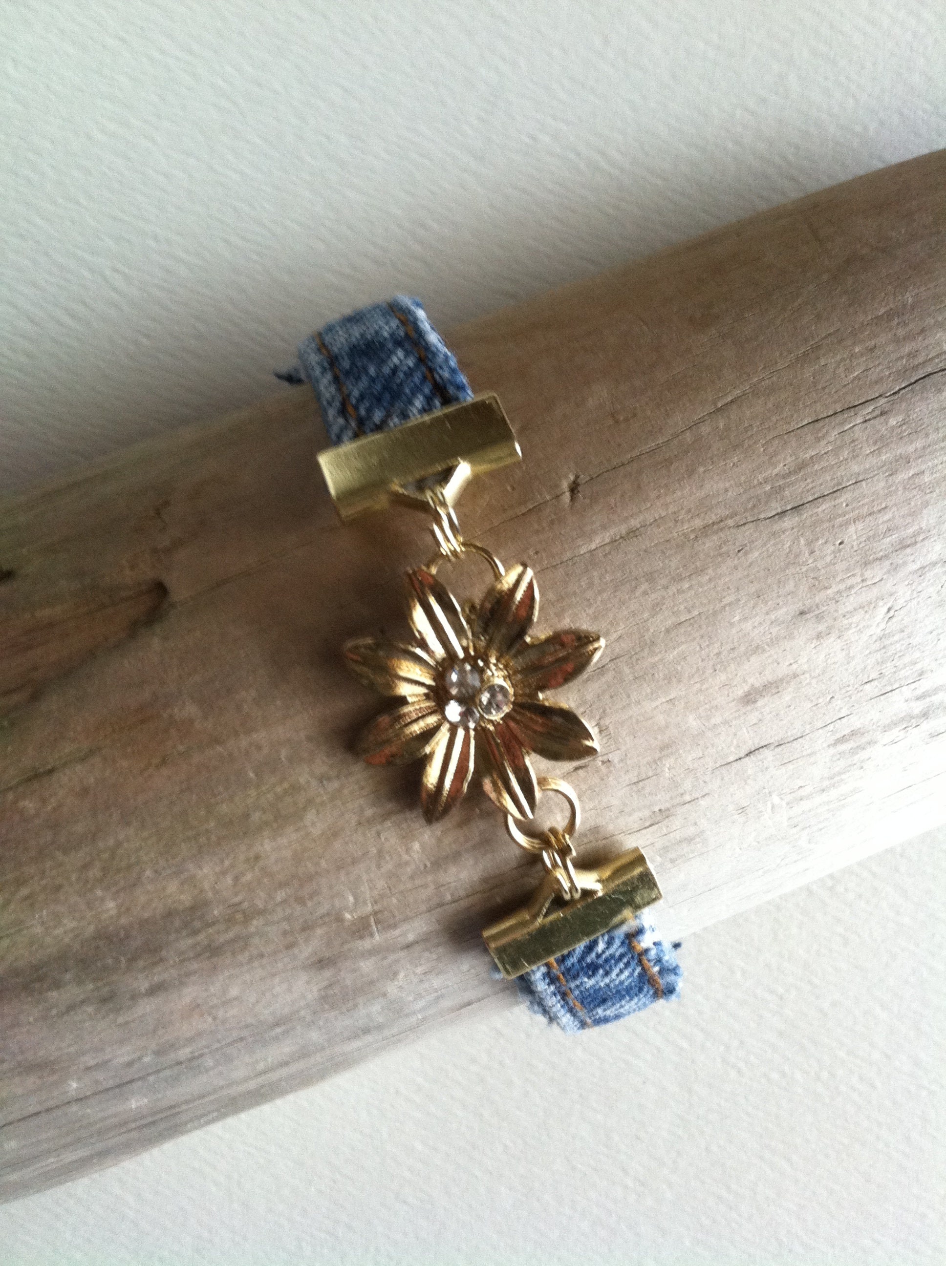 Denim Bracelet, Handmade, Custom Sized, With Recycled Denim and Jewelry ...