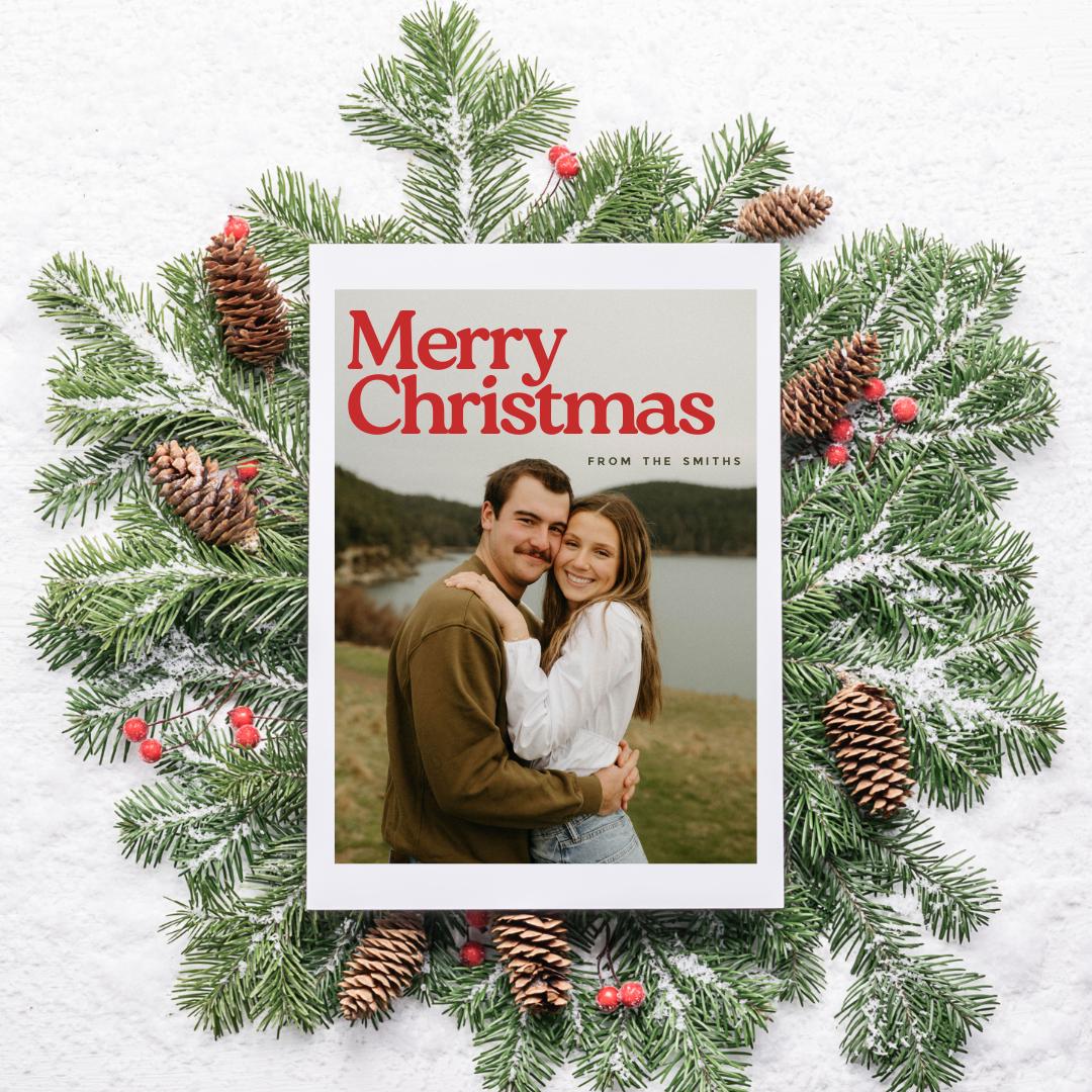Simple Modern Christmas Card | Holiday Postcard | Canva Template - Etsy