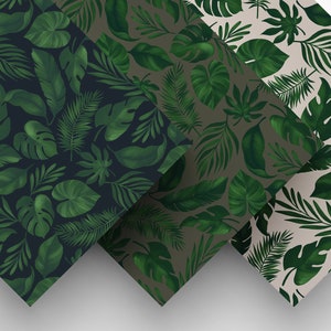 Tropical Leaves Digital Papers Seamless Patterns Maximal - Etsy