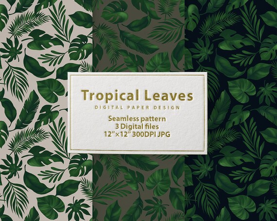 Tropical Leaves Digital Papers Seamless Patterns Maximal - Etsy