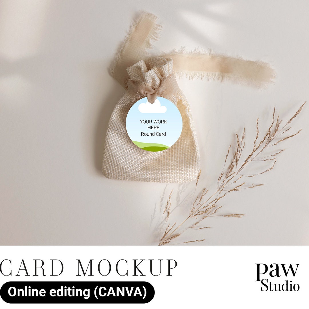 Round Tag Mockup, Online Edit Mockup, Canva Card Mockup, Gift Tag ...
