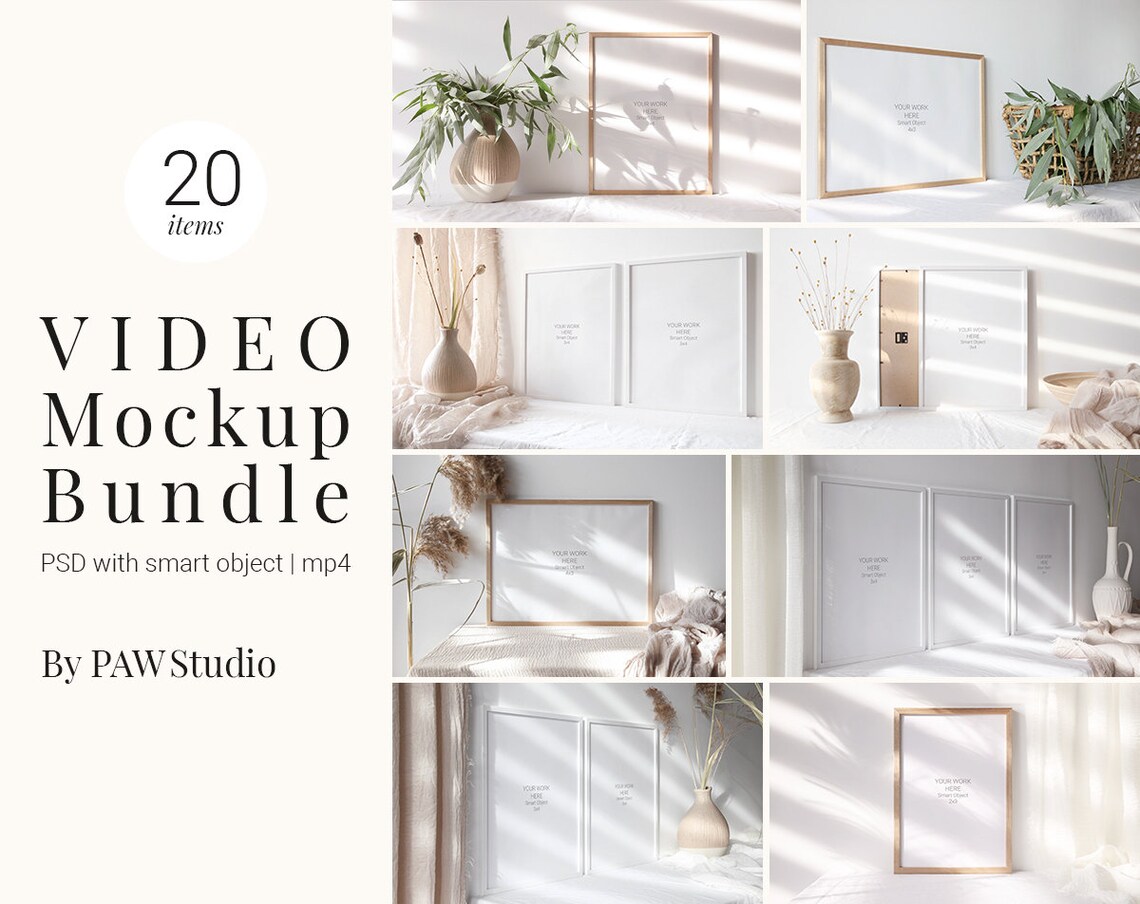 20 Video Mockup Bundle Frame Video Mockup 4K Resolution PSD | Etsy