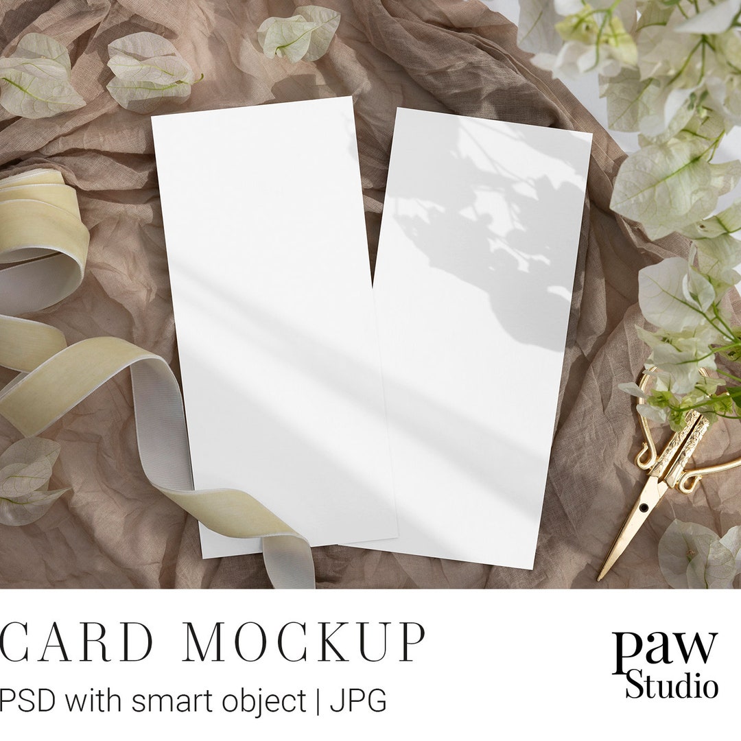 Card Mockup, 4x9 Card Mockup, Menu Card Mockup, Program Card Mockup ...