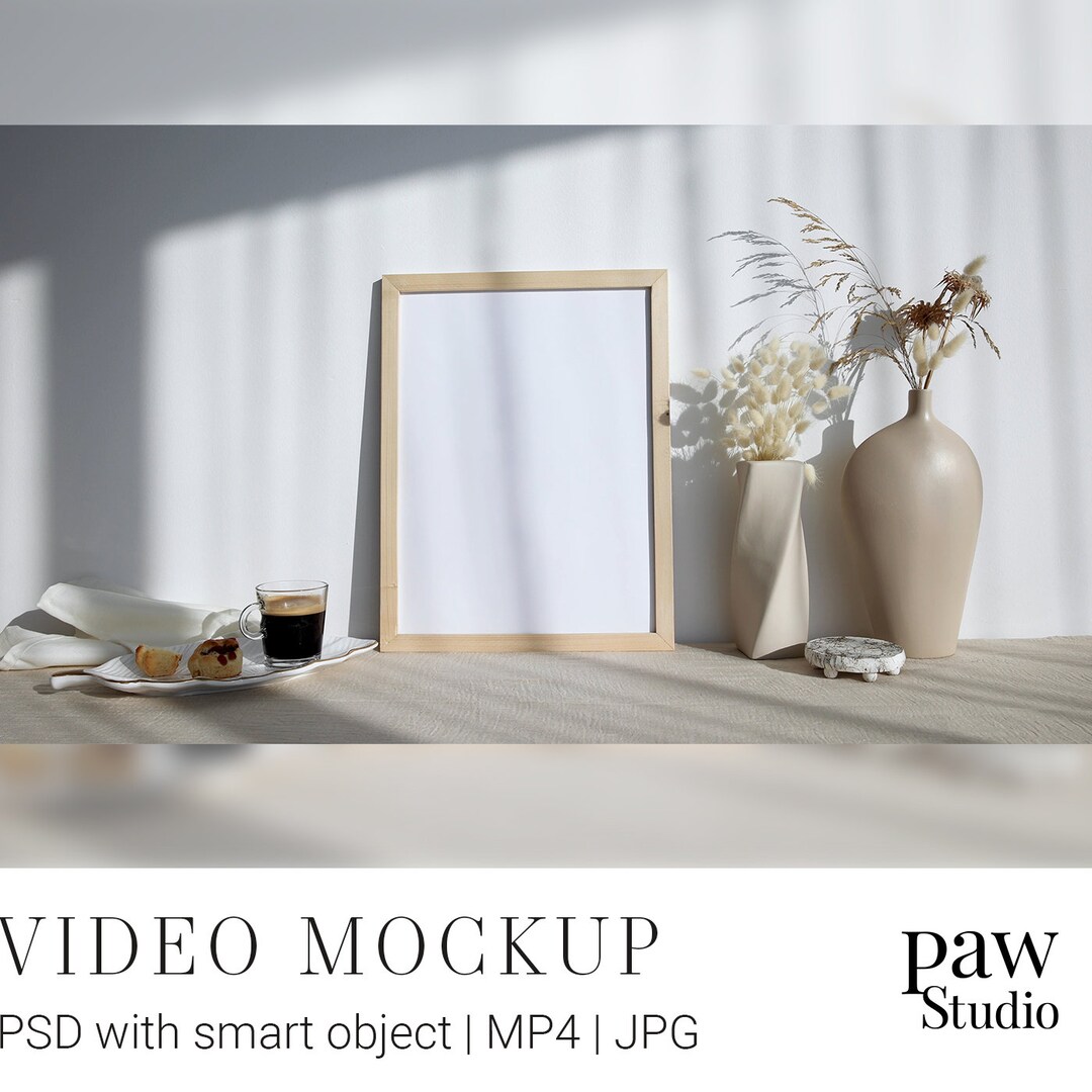 Video Photo Frame Mockup, Video 3x4 Frame Mockup, Vertical Frame Mockup ...