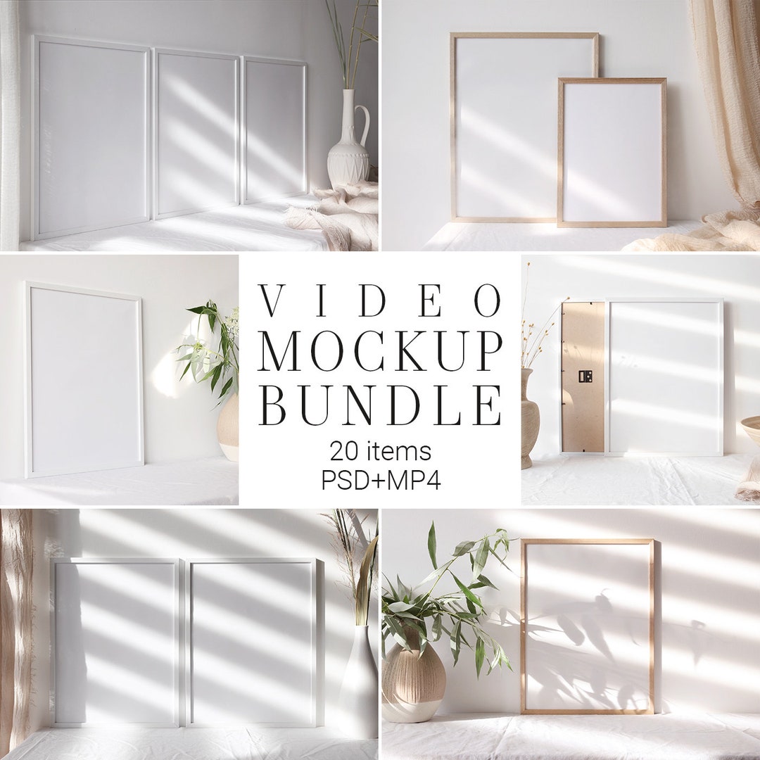 20 Video Mockup Bundle, Frame Video Mockup 4K Resolution, PSD With ...