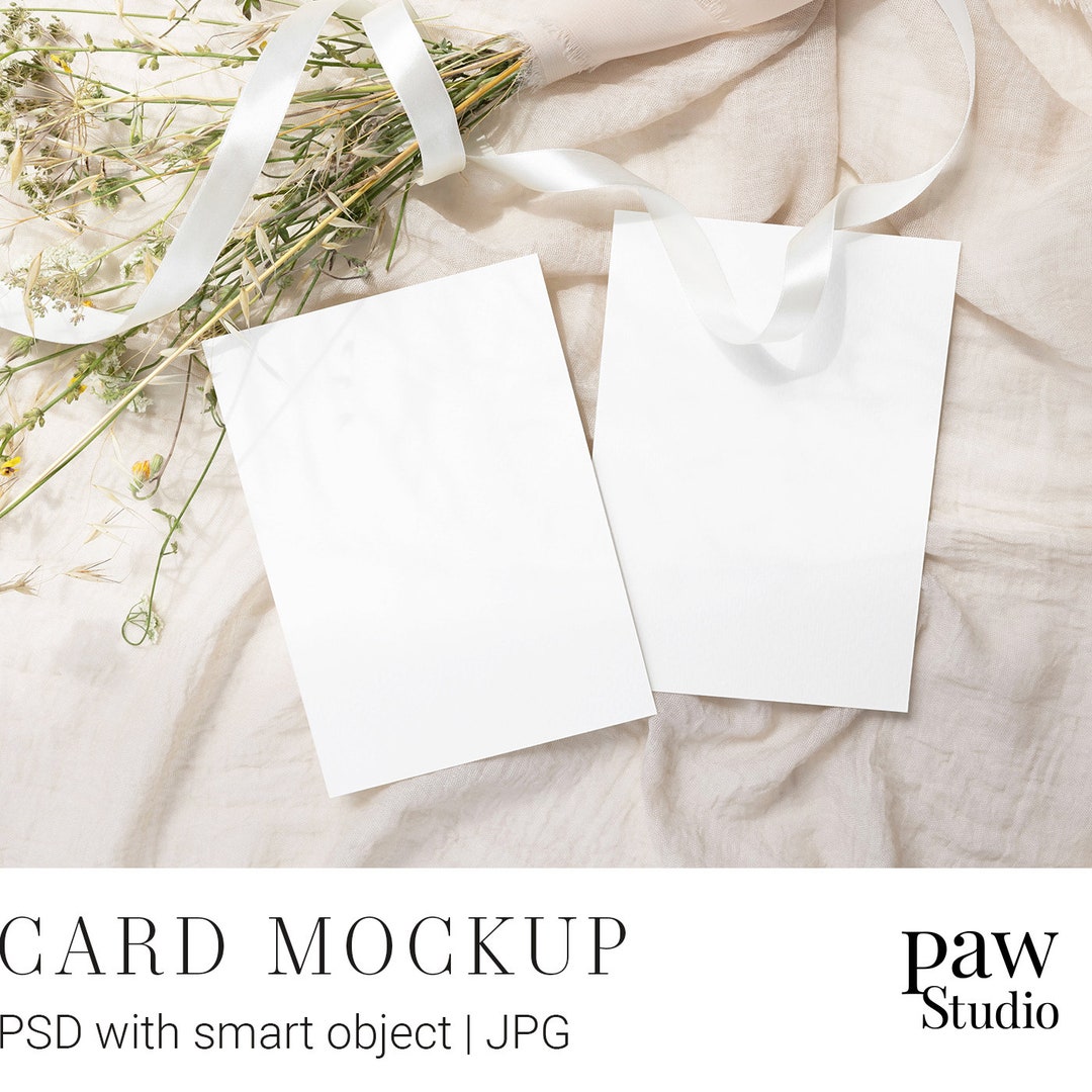 5x7 Card Mockup, Smart Object Mockup, PSD Mockup, Wedding Card Mock-up ...