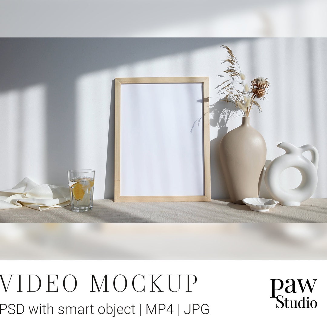 Video Photo Frame Mockup, Video 3x4 Frame Mockup, Vertical Frame Mockup ...