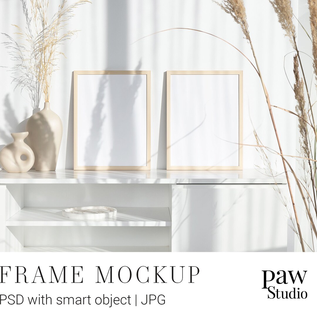 Photo Frame Mockup. Set of 2 Wooden Photo Frames 3x4 Mockup on White ...