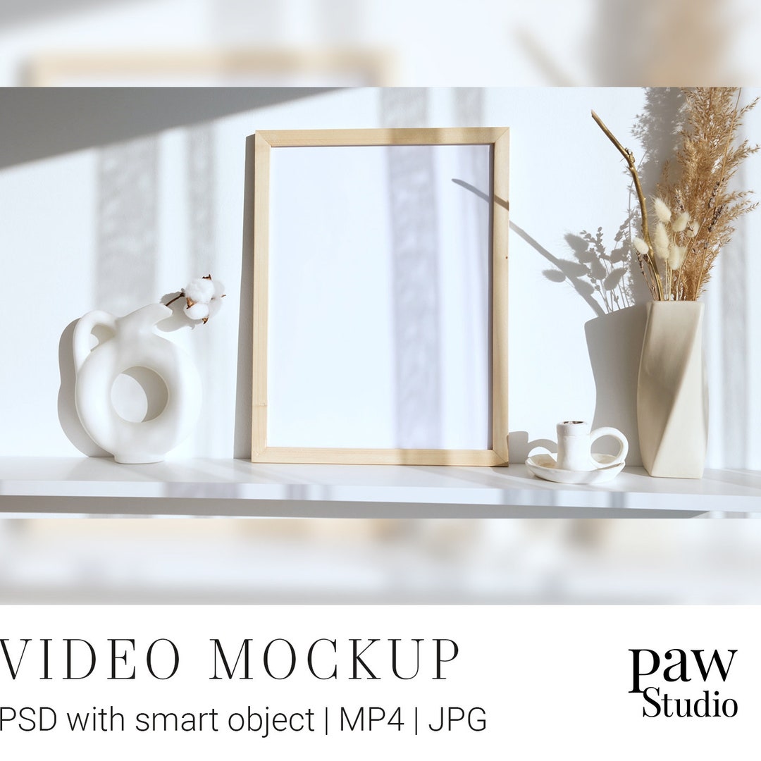 Video Photo Frame Mockup, Video 3x4 Frame Mockup, Vertical Frame Mockup ...