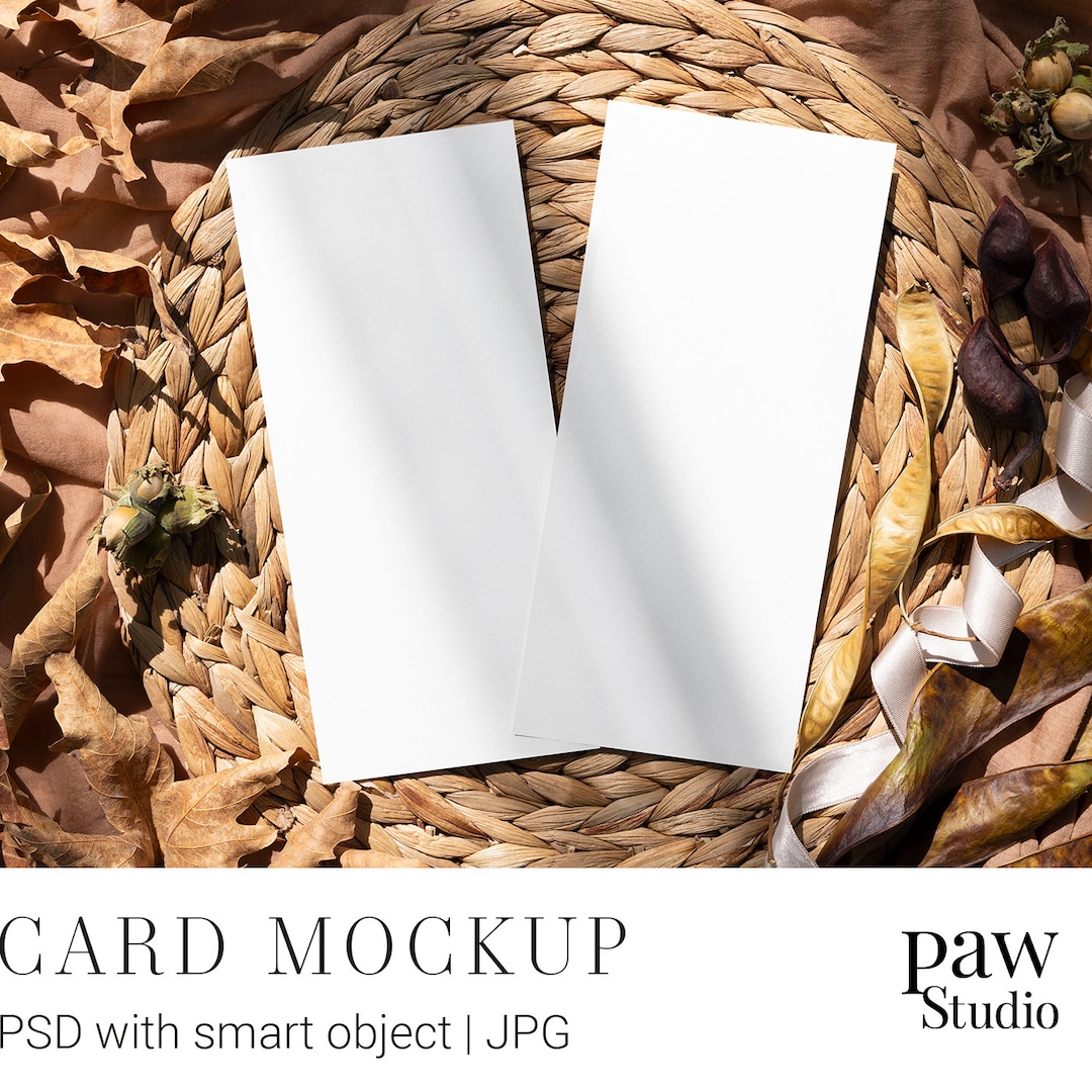 Autumn Card Mockup, 4x9 Card Mockup, Menu Card Mockup, Program Card ...