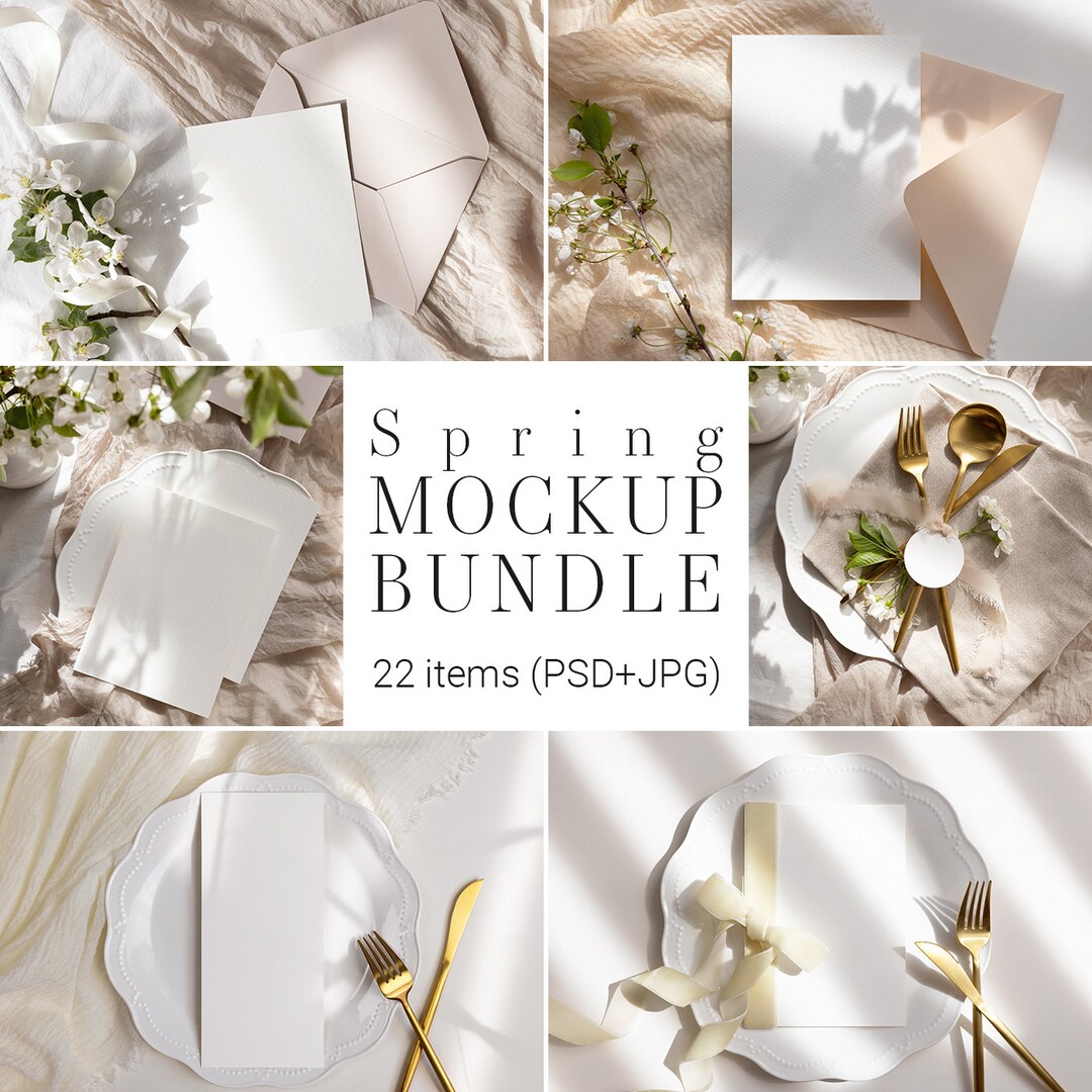 Spring Card Mockup Bundle, Wedding Card Mockup, Menu Card Mockup ...