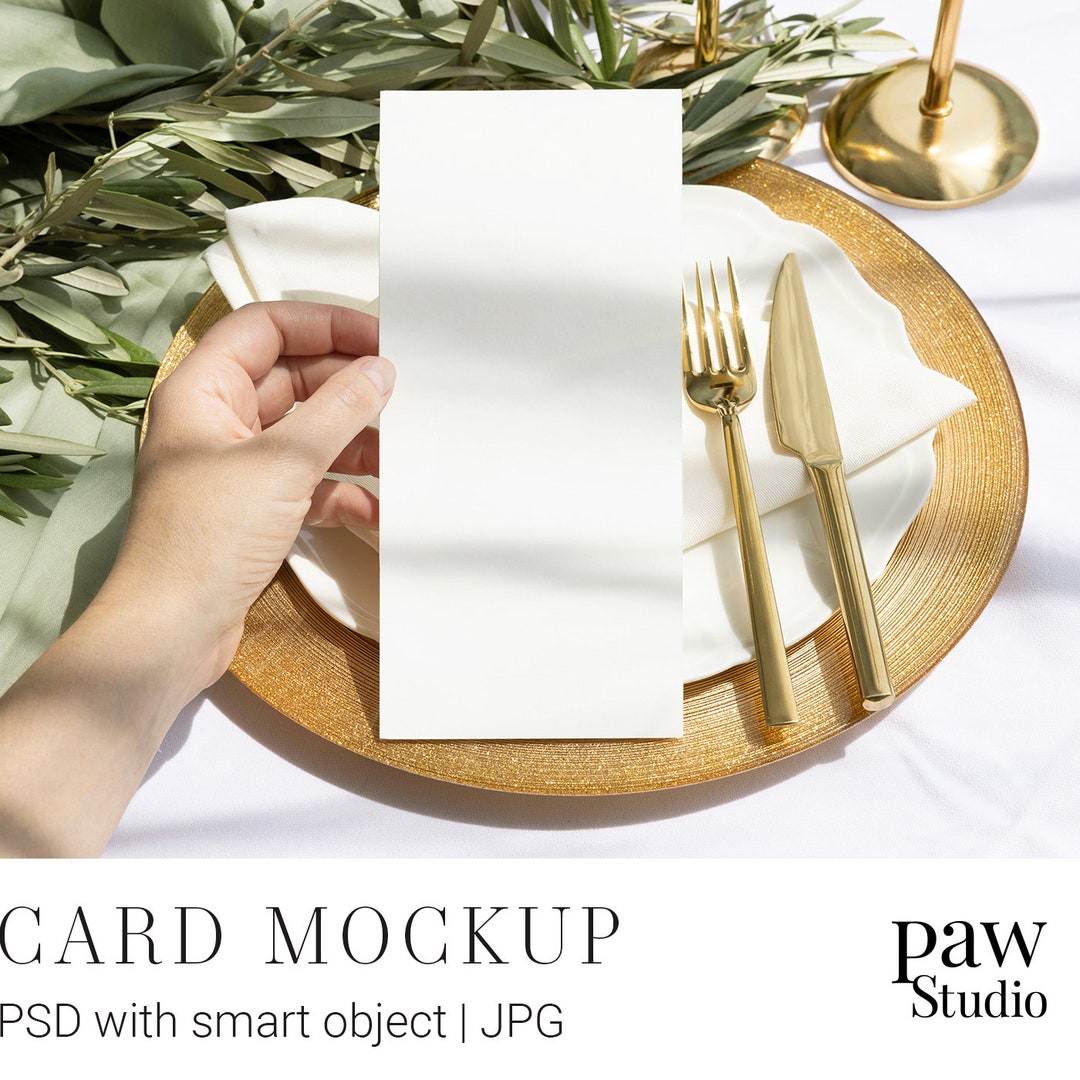 Menu Card Mockup, 4x9 Card Mockup, Wedding Menu Card Mockup, Blank Card ...