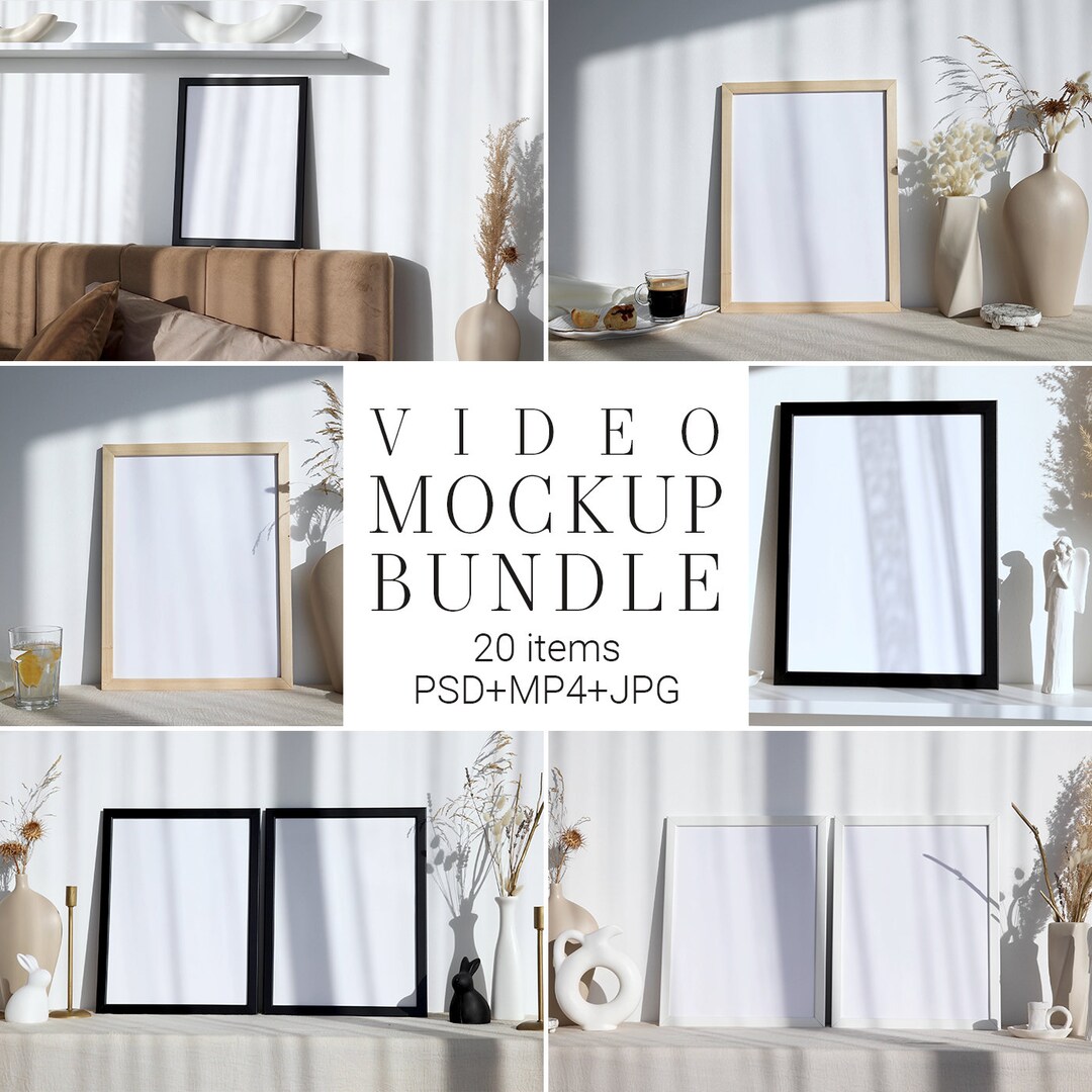 Video Photo Frame Mockup Bundle, Three Frames Mockup, Two Frames Mockup ...