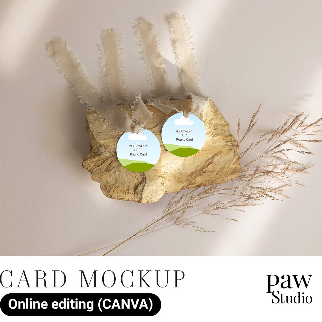Round Tag Mockup, Online Edit Mockup, Canva Card Mockup, Gift Tag ...