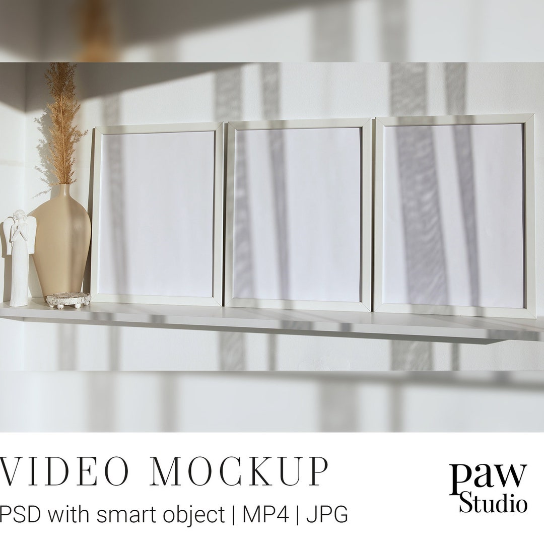Video Photo Frame Mockup, Three Frames Mockup, Vertical Frames Mockup ...