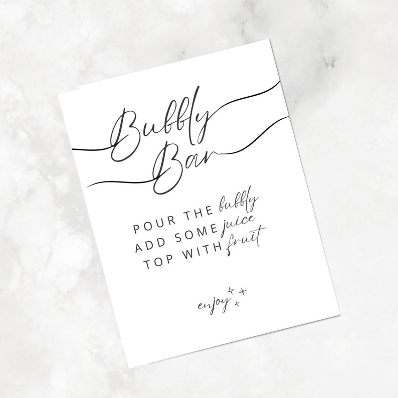 Champagne Bar Sign | Pop the Bubbly | Bubbly Bar | Printable | Instant ...