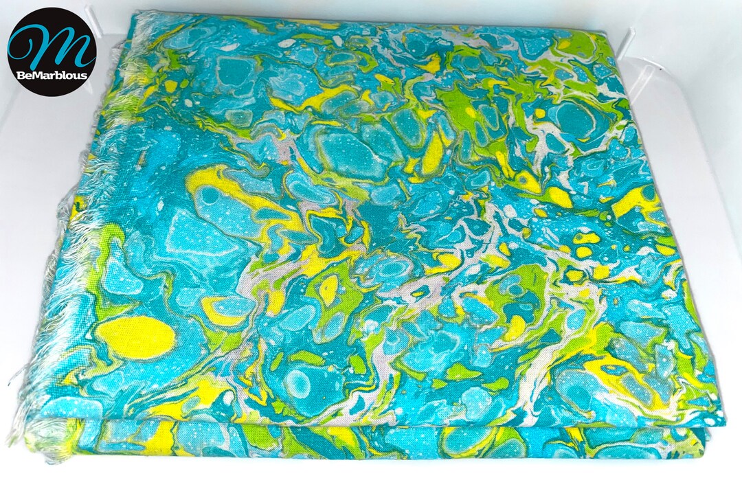 Marbled Fabric Hand-painted Fabric Water Marbling Marbleized Cotton ...