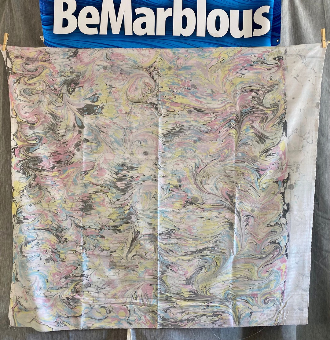 Marbled Fabric, Double-sided Hand-painted Fabric, Water Marbling ...