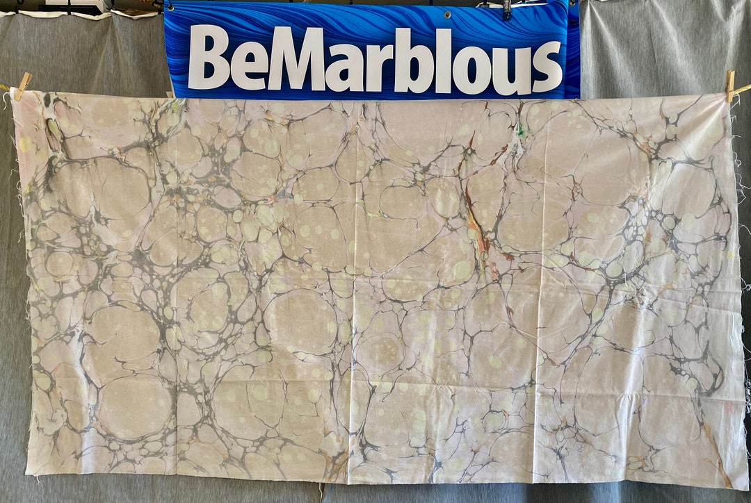 Marbled Fabric, Hand-painted Fabric, Water Marbling, Marbleized Cotton ...