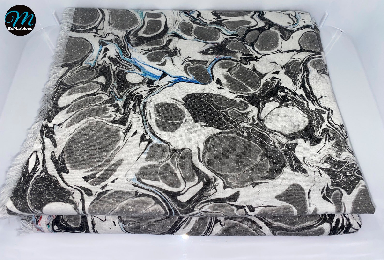 Marbled Fabric Hand-painted Fabric Water Marbling Marbleized Cotton ...
